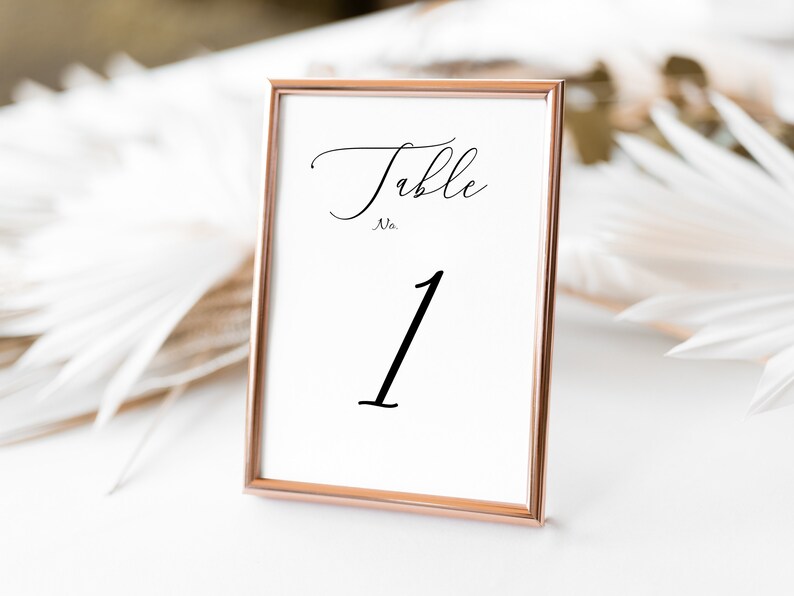 Minimalist Table Numbers Template, Modern Wedding Table Numbers ...