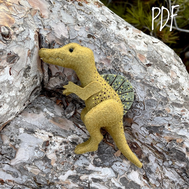 Spinosaurus Dinosaur DIY Stuffed Felt Animal Pattern and Guide ...