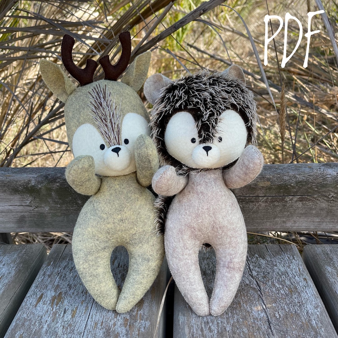 Felt Animals Sewing PDF Pattern Bundle. Stuffed Animals Doll DIY, Deer ...