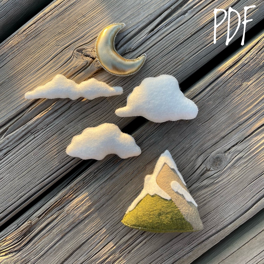 Felt Baby Mobile Sewing Pattern: Mountain, Moon, Star, Clouds (PDF ...