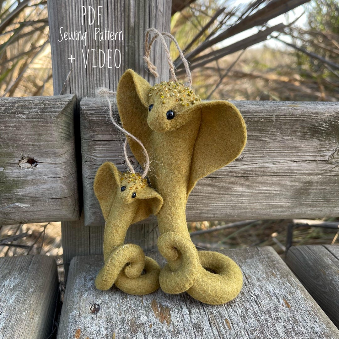 Felt Cobra Sewing Pattern. Snake Ornament DIY in Two Sizes. Felt Snake ...