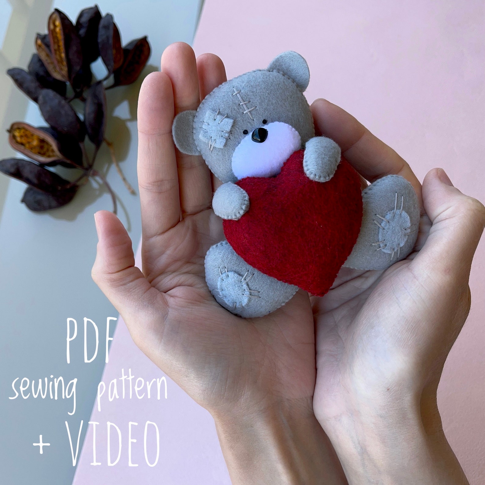 Teddy Bear PDF Sewing Pattern. Teddy Bear DIY. Felt Teddy PDF Pattern ...