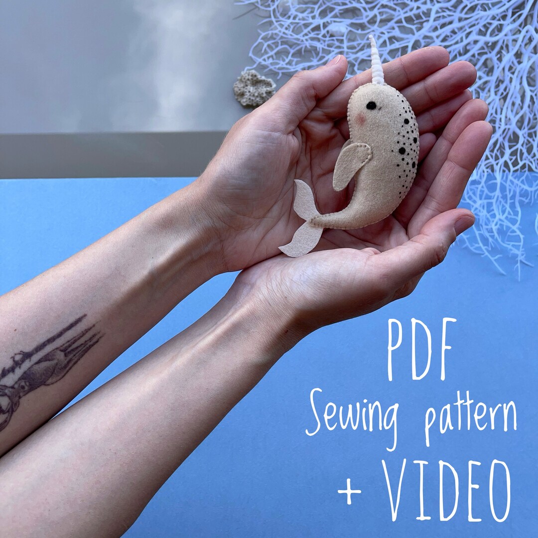 Narwhal PDF Sewing Pattern. Felt Narwhal Easy Pattern. Ocean Creatures ...