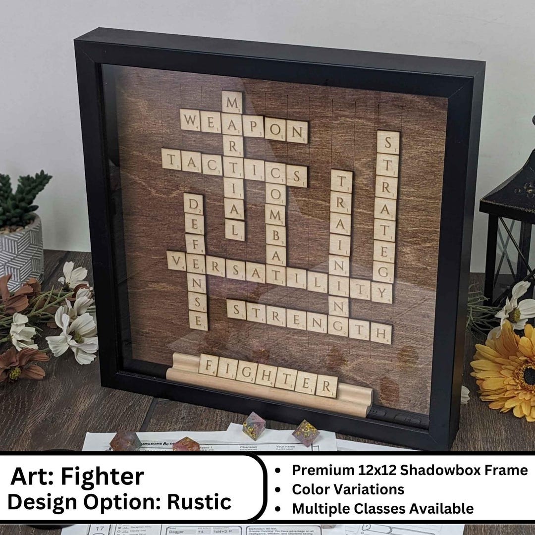 Fighter Dungeons and Dragons Scrabble Style Wall Art | D&D Classes | GM ...