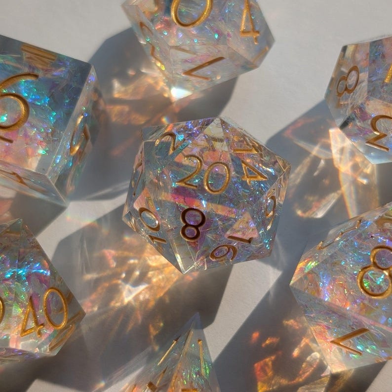 Golden Valor Dnd Dice Set – Prismatic Sharp Edged Polyhedral Dice With ...