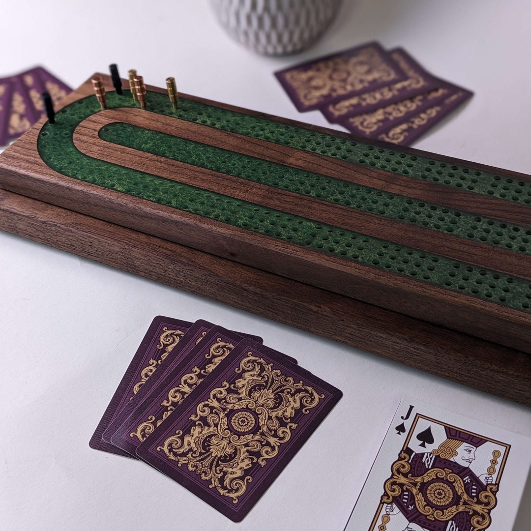 Premium Cribbage Board With Peg and Card Storage | Comes With 6 Metal ...
