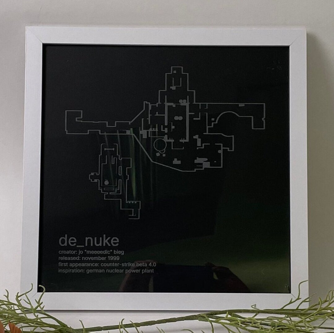 Counter-strike Cartography - De_nuke - Framed Etched Glass Wall Decor ...