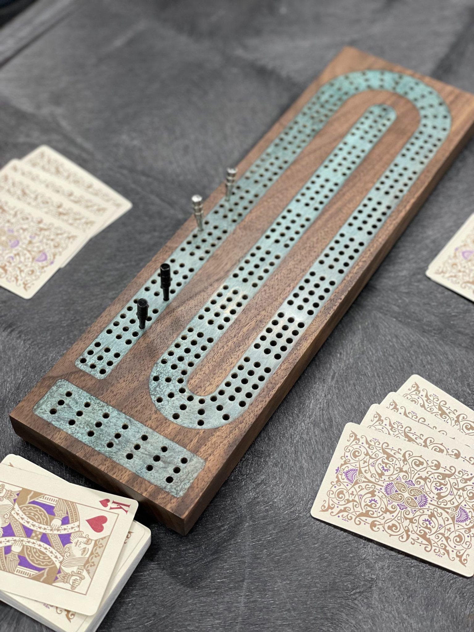 Premium Cribbage Board With Peg Storage Comes With 6 Metal Pegs ...