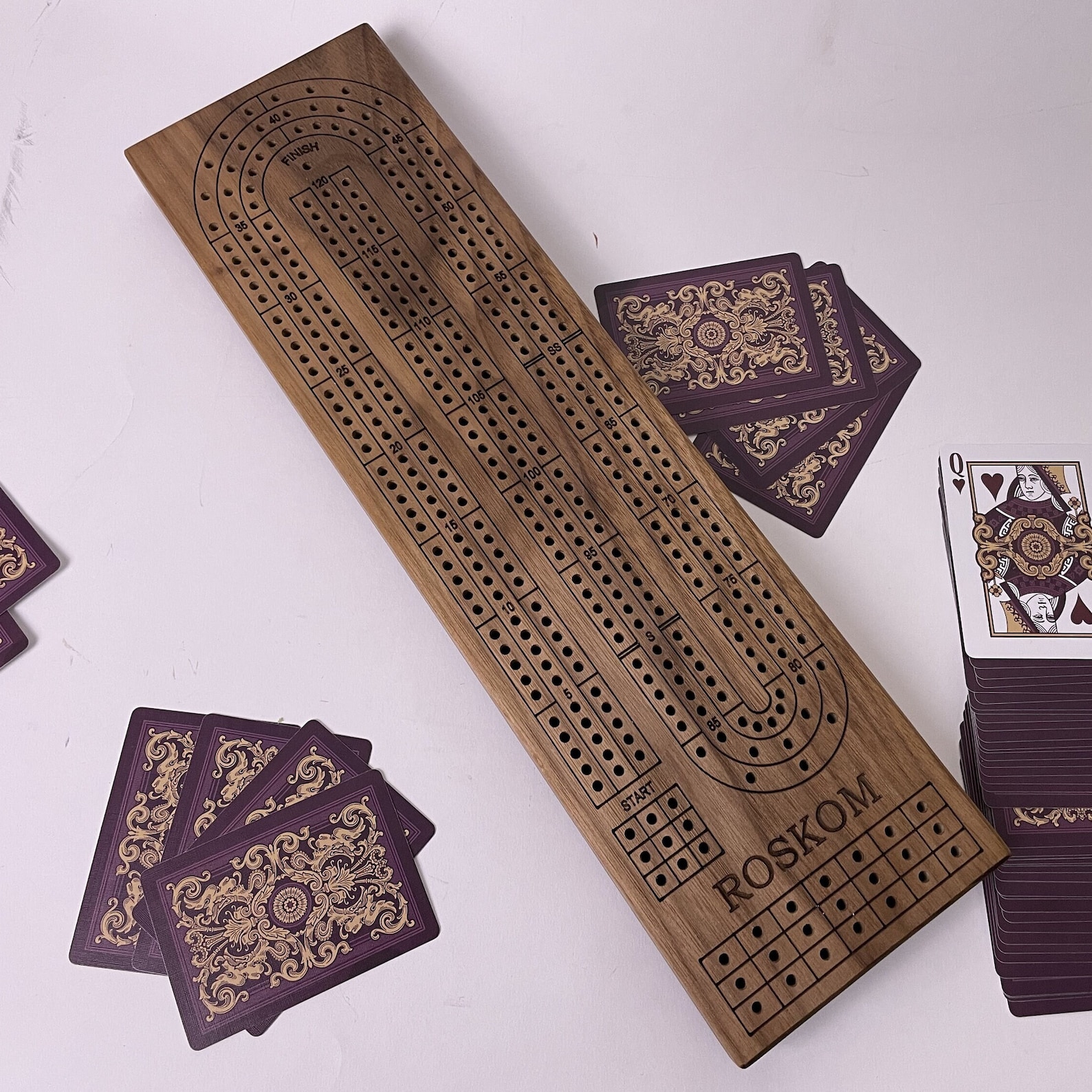 Premium Cribbage Board Includes 6 Pegs Personalization Available Made ...