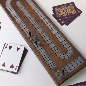 Premium Cribbage Board Titanium Resin Inlay | Includes 9 Metal Pegs ...