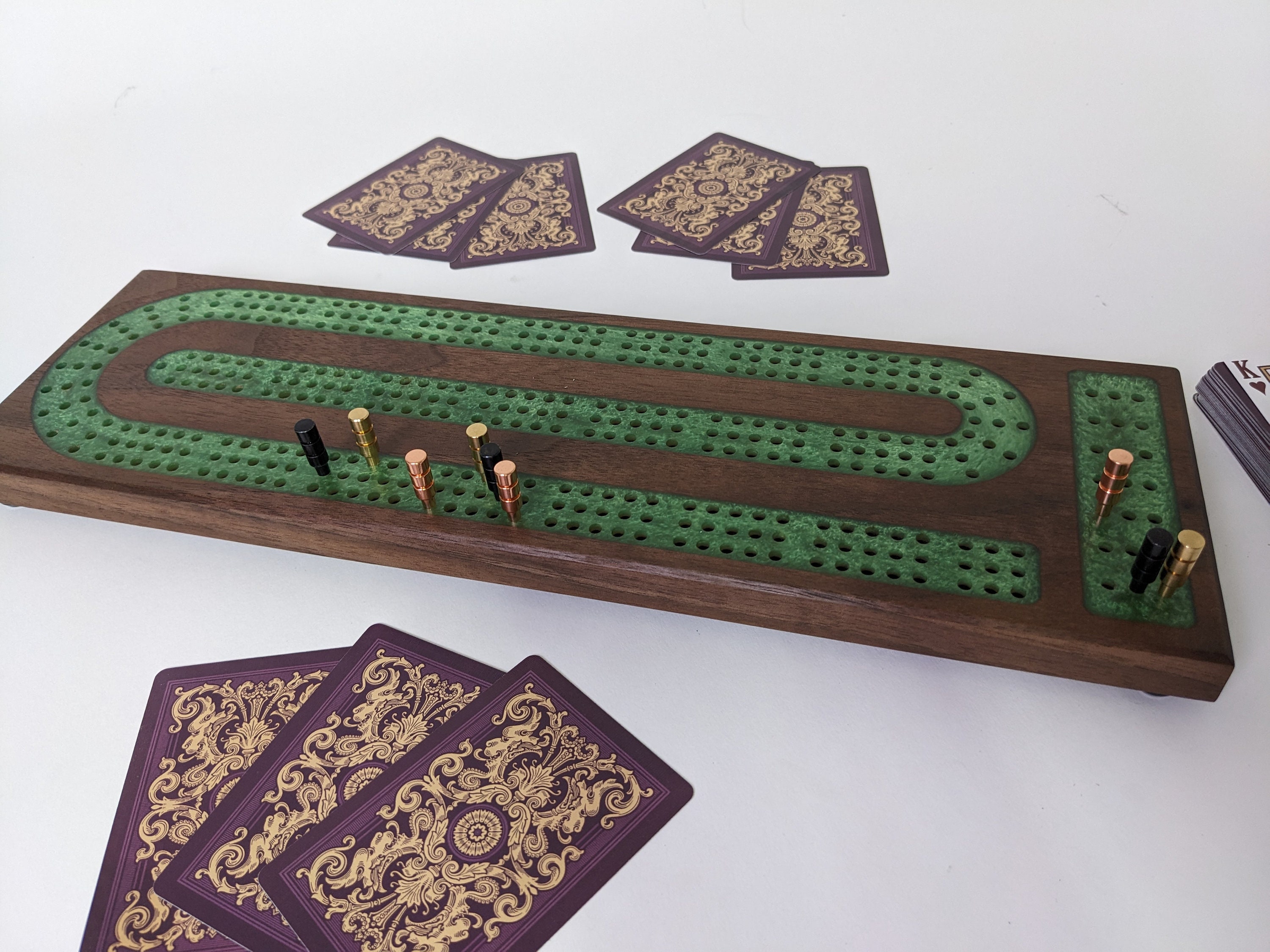 Premium Cribbage Board Sage Green Resin Inlay With Peg Storage - Etsy