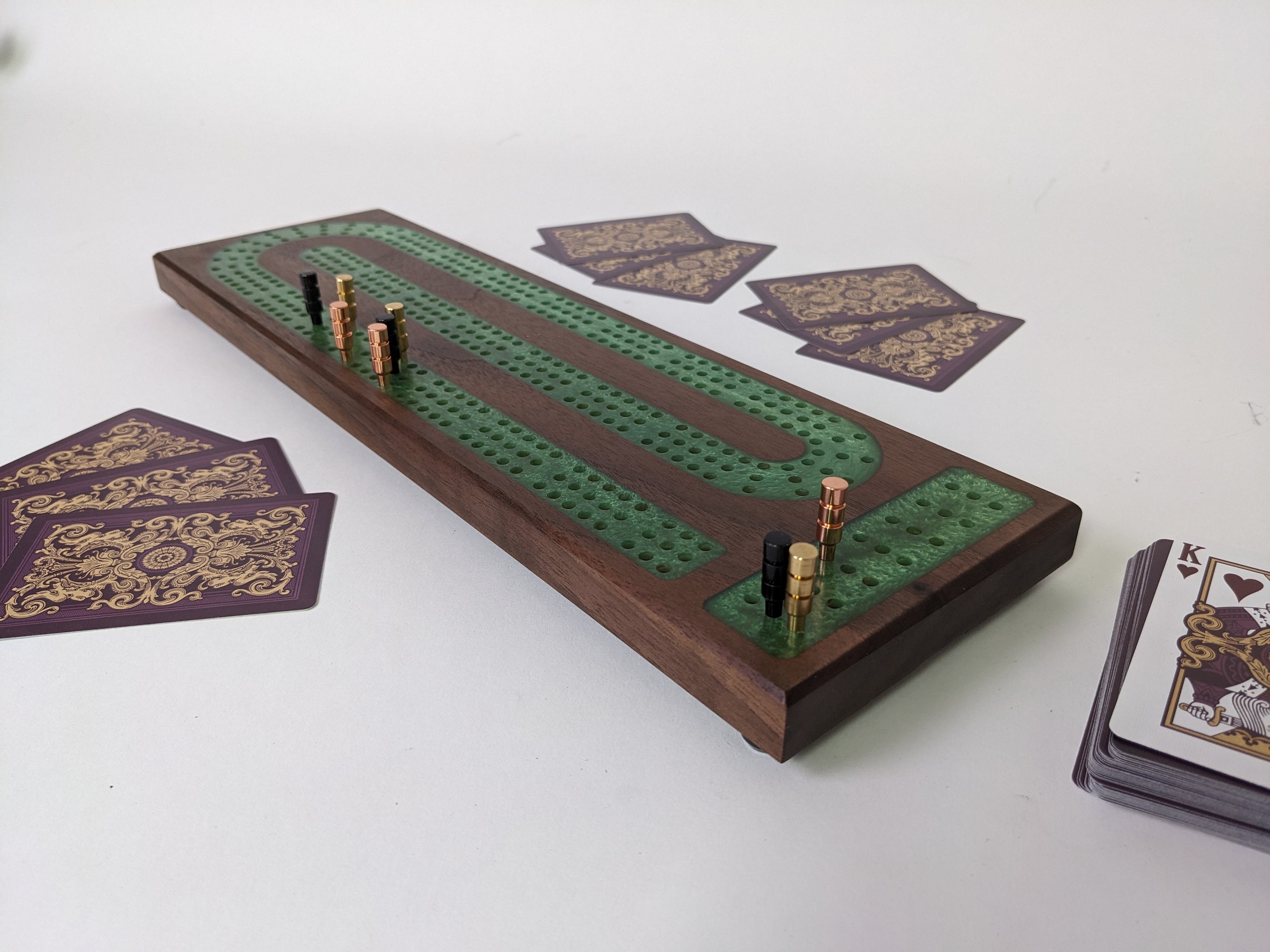 Premium Cribbage Board Sage Green Resin Inlay With Peg Storage - Etsy
