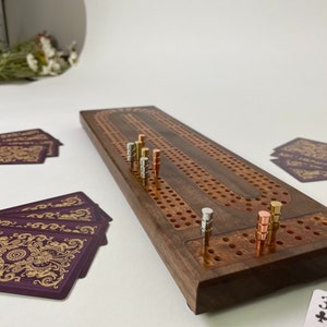 Premium Cribbage Board With Copper Resin Track Inlay Peg Storage Comes ...