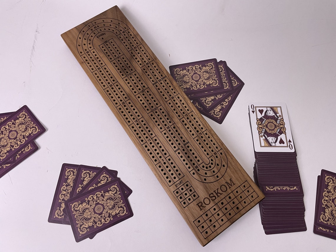 Premium Cribbage Board Includes 6 Pegs Personalization - Etsy