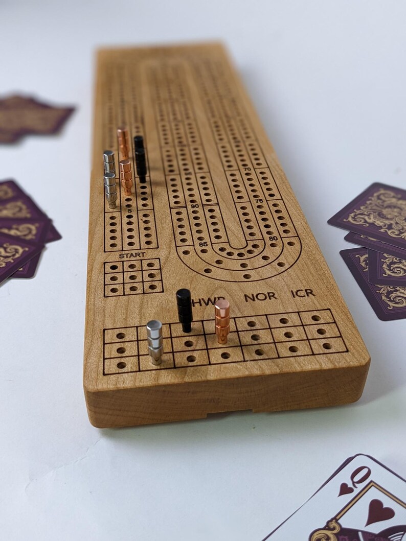 Premium Cribbage Board Includes 6 Pegs Personalization - Etsy