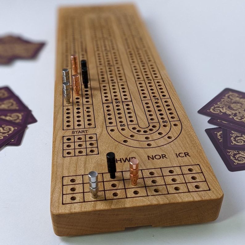 Premium Cribbage Board Includes 6 Pegs Personalization Available Made ...