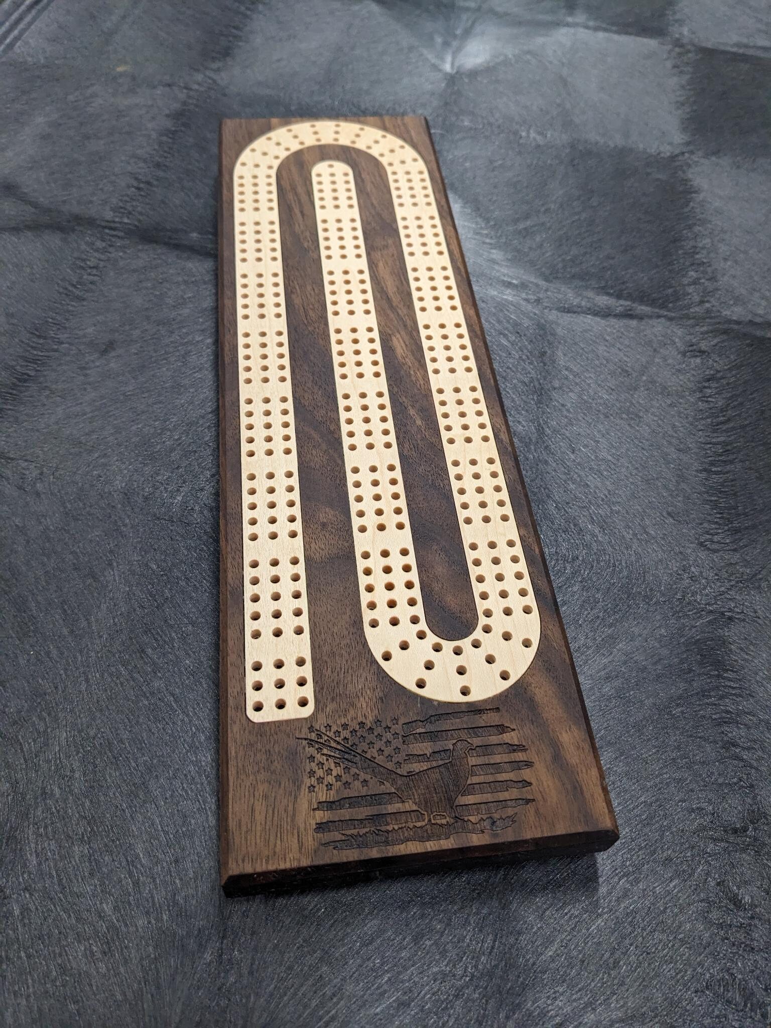 Premium Cribbage Board With Wooden Inlay Comes With 6 Metal - Etsy