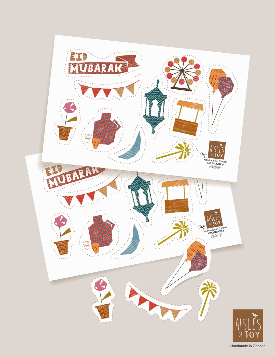 Illustrated Eid Stickers Sheet | DIY Eid Craft for | Eid Gift for Kids ...