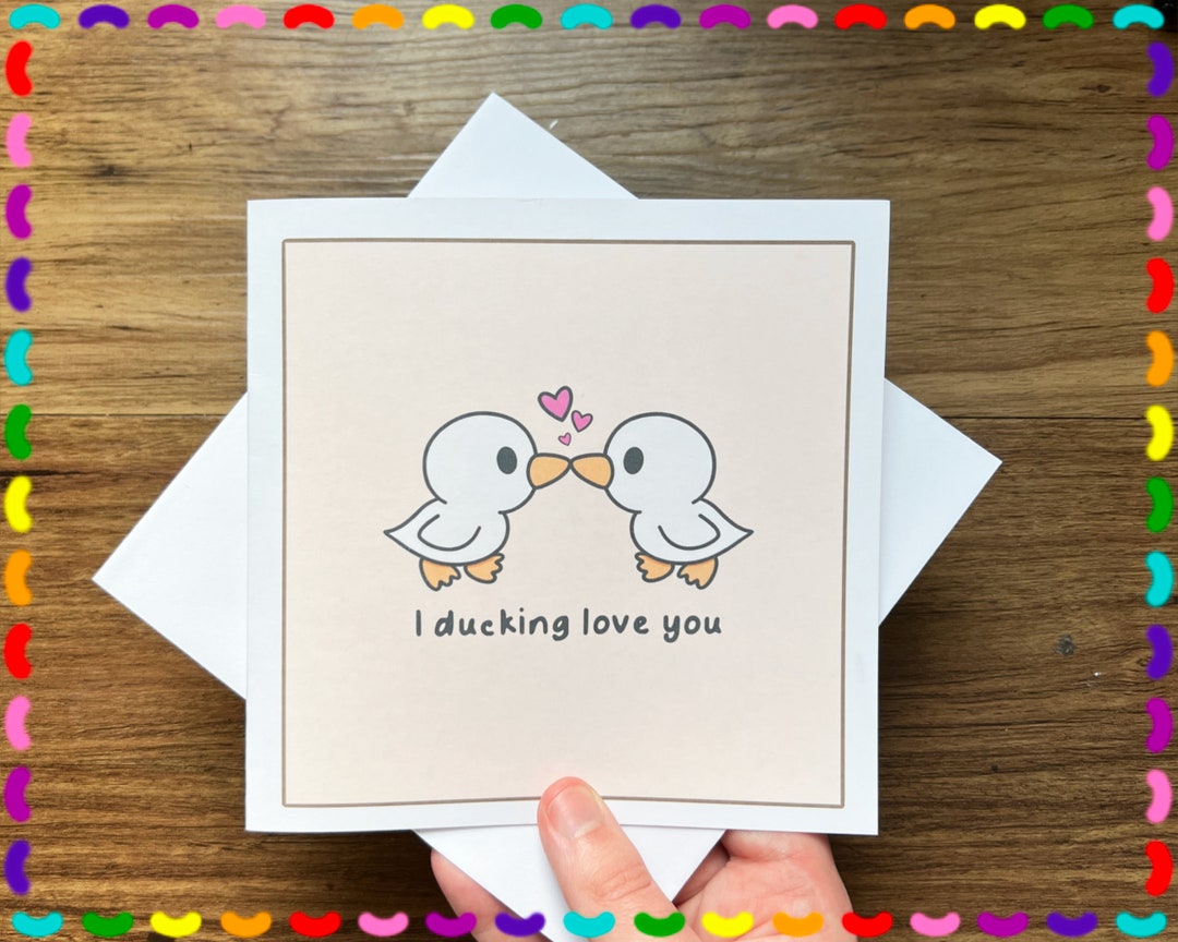 Kawaii Duck Greetings Card | Cute Duck Birthday Card for Partner ...