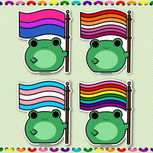 LGBTQ Frog Holding Pride Flag Sticker Pride Frog Sticker Lgbt Sticker ...