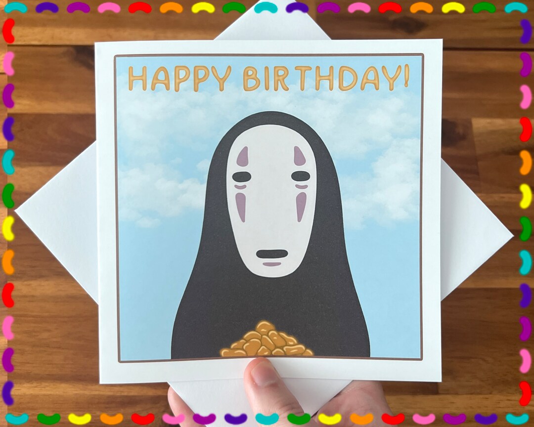 No Face Spirited Away Birthday Card | Studio Ghibli Anime Greeting ...