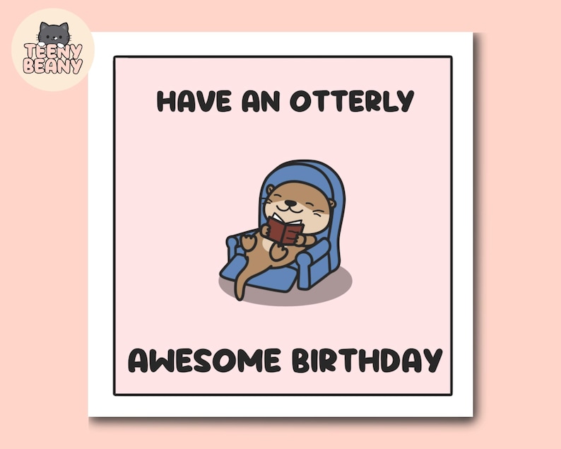 Kawaii Otter Birthday Card: Funny Pun, Gender Neutral - Etsy
