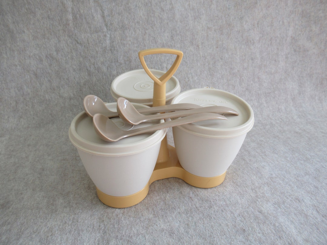 Vintage Tupperware Condiment Caddy, Harvest Gold Caddy, 3 Beige ...