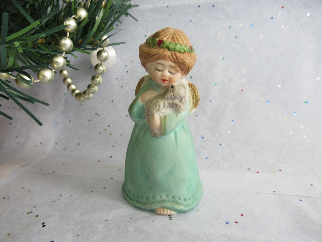 Vintage JASCO Merri Bell Blue Angel Holding Lamb Christmas - Etsy