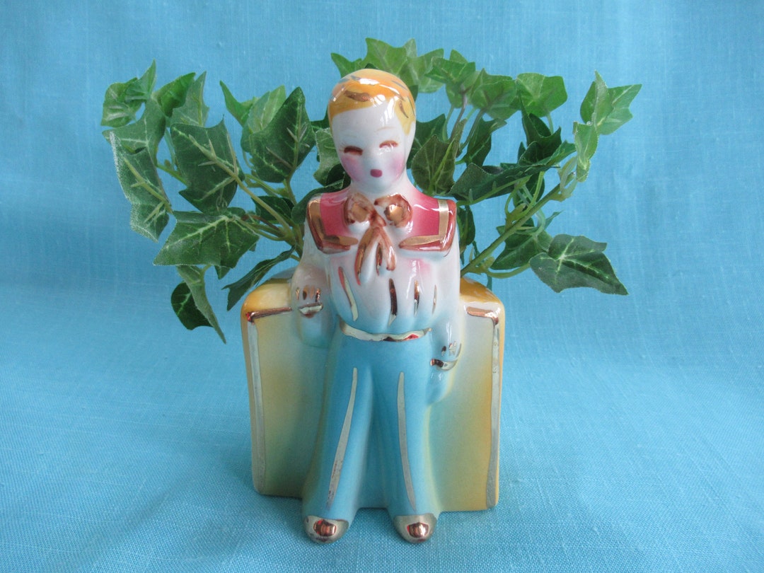 Vintage Ceramic Planter, Standing Boy - Etsy