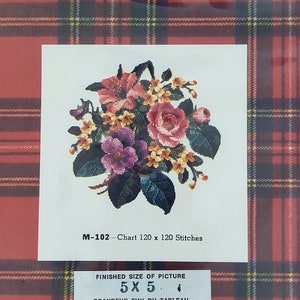 Jean Mcintosh Petit Point Kit M-102, 3 Thread, Vintage Floral Design ...