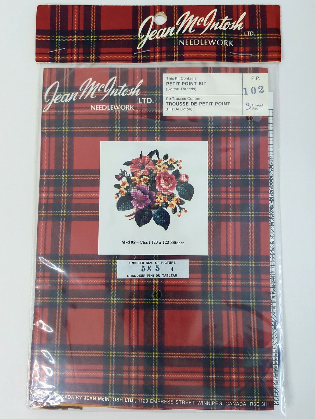 Jean Mcintosh Petit Point Kit M-102, 3 Thread, Vintage Floral Design ...