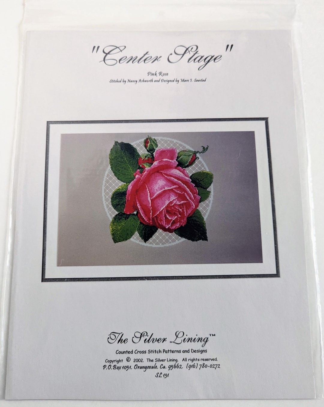 Pink Rose "center Stage" Counted Cross Stitch Pattern, the Silver ...