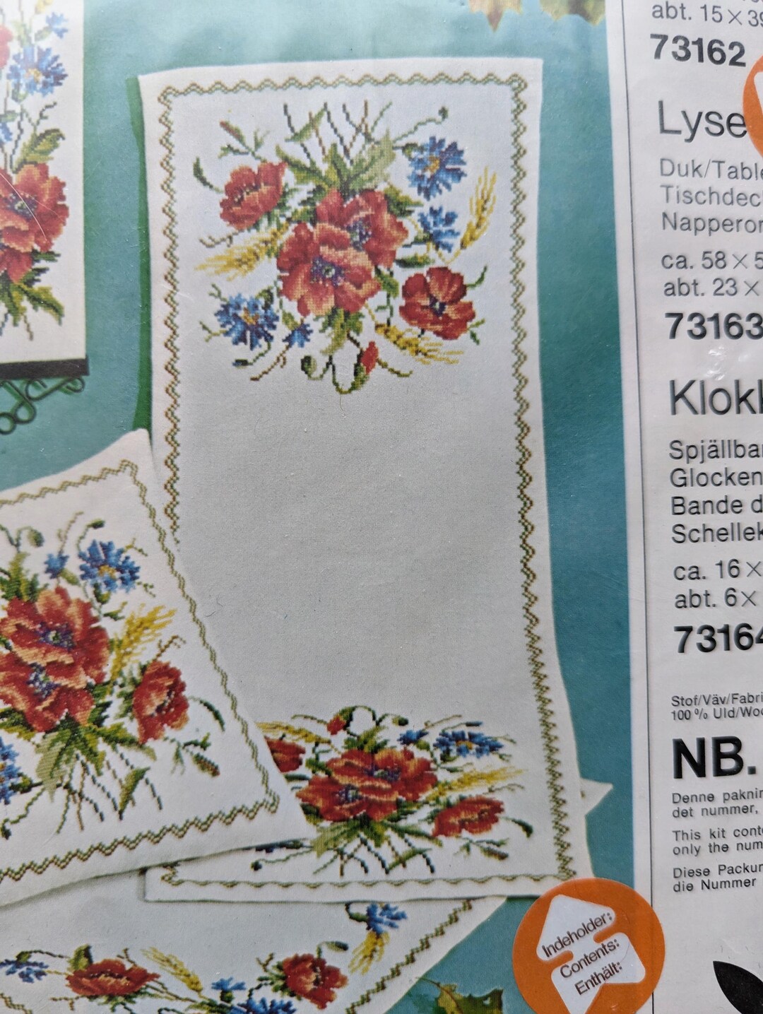 Vintage Danish Table Runner Kit, Oehlenschlager Design, Floral Table ...