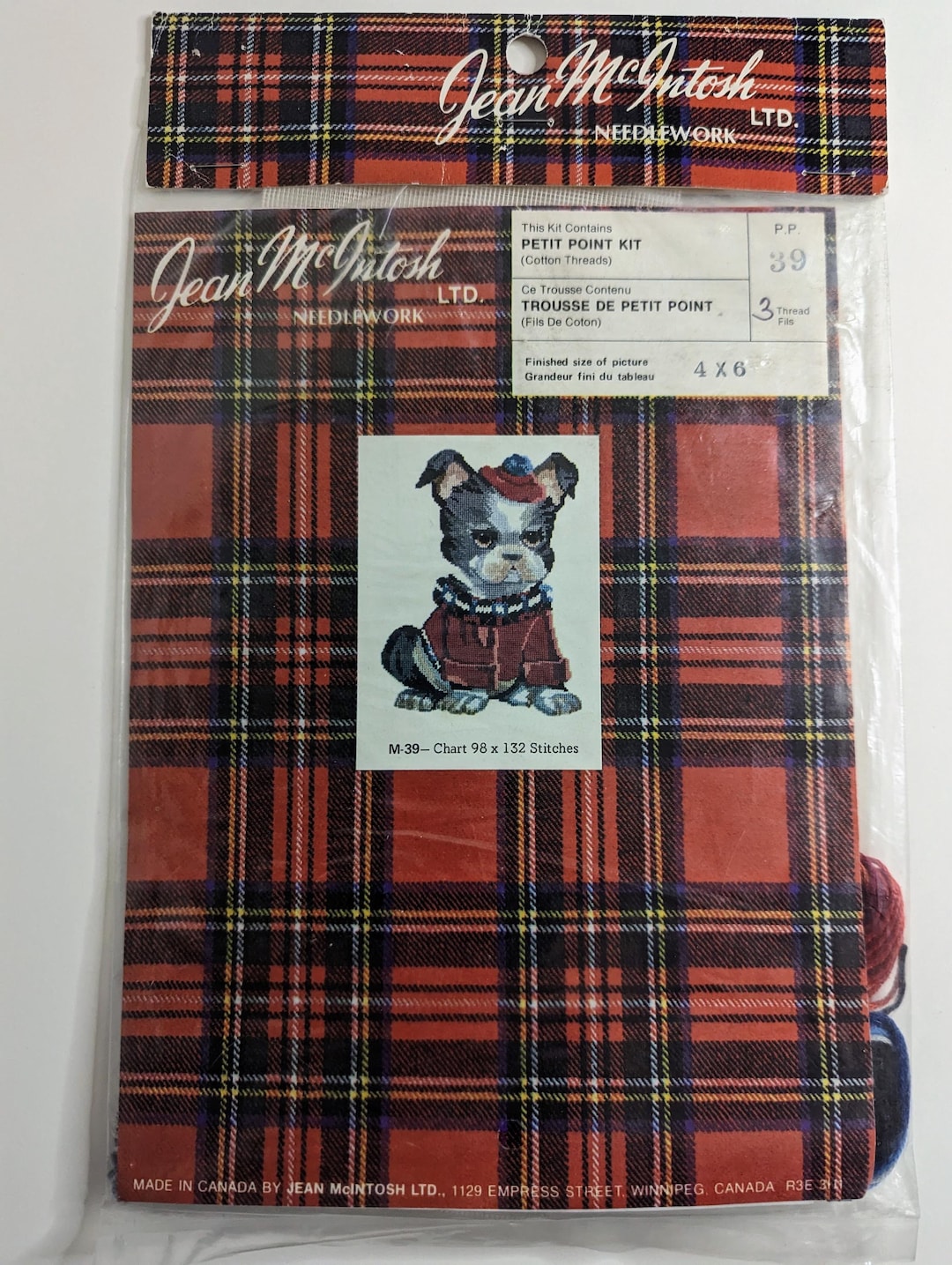 Bulldog Petit Point 3 Thread Embroidery Kit, Jean Mcintosh M-39 ...