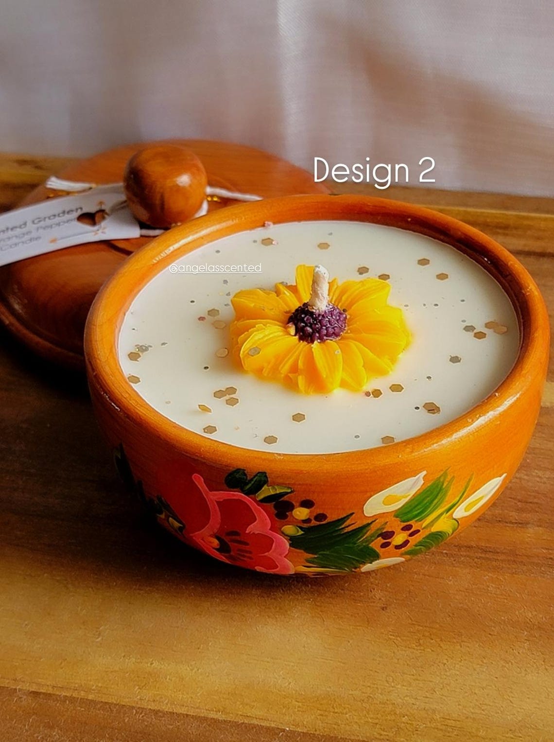 Blood Orange Sunflower Soy Candle: Handmade Wooden Vase Candle - Etsy