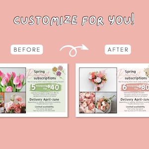 Flower CSA Flyer Template, Flower Subscription Flyer, Bouquet ...