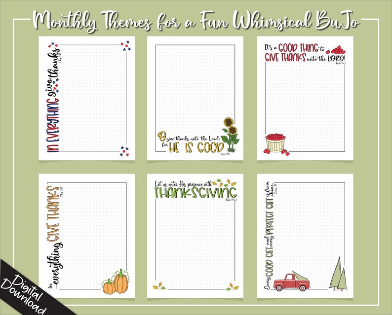 Monthly Gratitude Journal Pages Bible Based Bullet Journal - Etsy