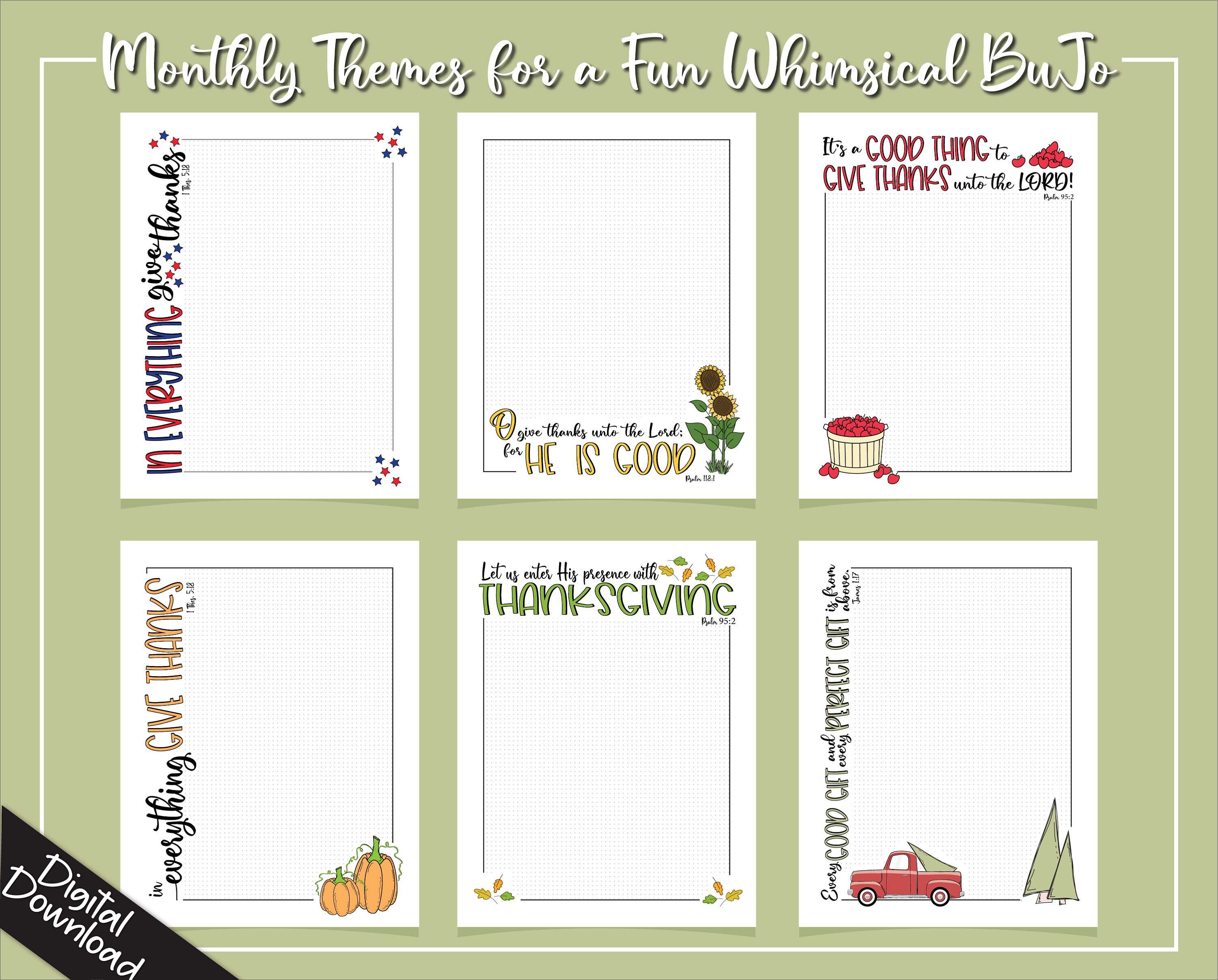 Monthly Gratitude Journal Pages Bible Based Bullet Journal - Etsy