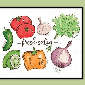 Fresh Salsa Wall Art | Kitchen Wall Art | Garden Decor | Fresh Veggies ...