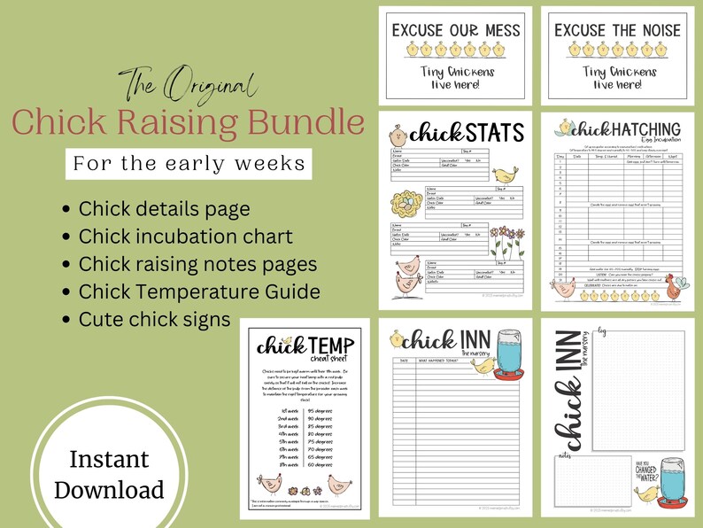 Chicken Raising Forms Bundle, Chick Log, Incubator Chart (digital ...