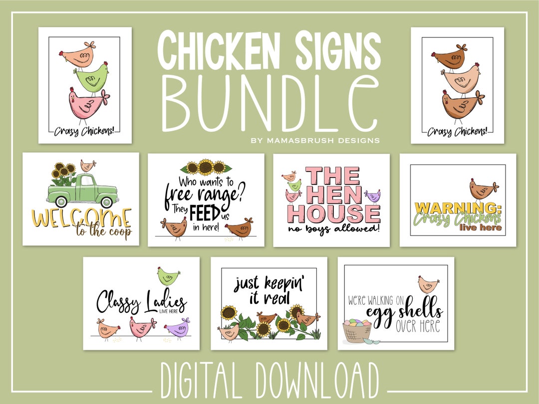 Adorable Chicken Signs Bundle | Chicken Coop Signs to Make the Chicken ...