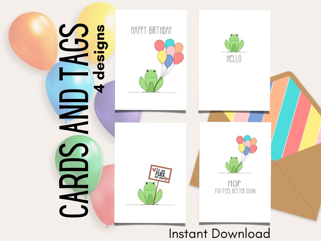 Happy Frog Cards, Greeting Cards, Frog Birthday Card, Frog Gift Tags ...