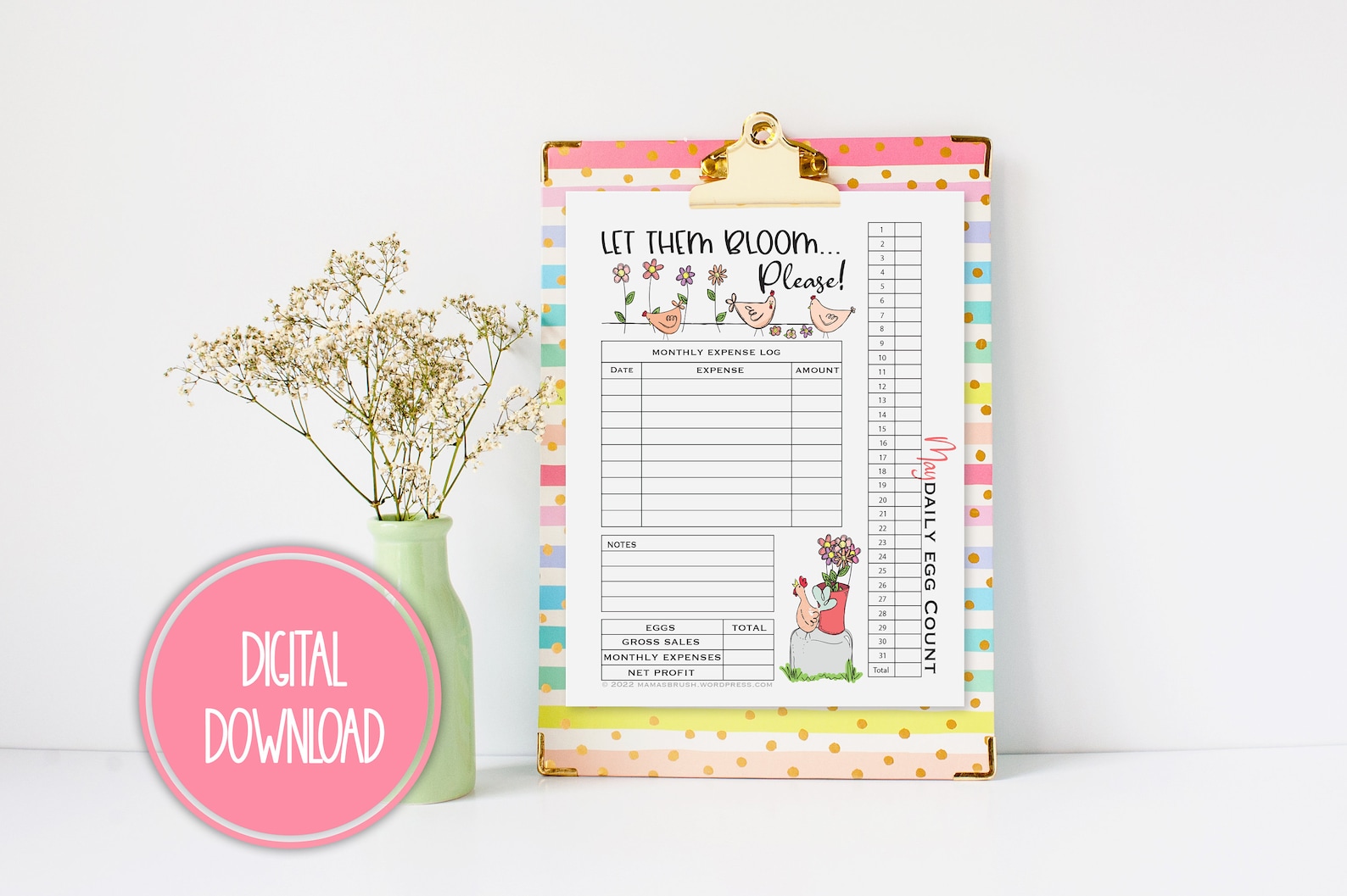 Monthly Chicken Egg Count Sheets | Homestead Records (digital Download ...