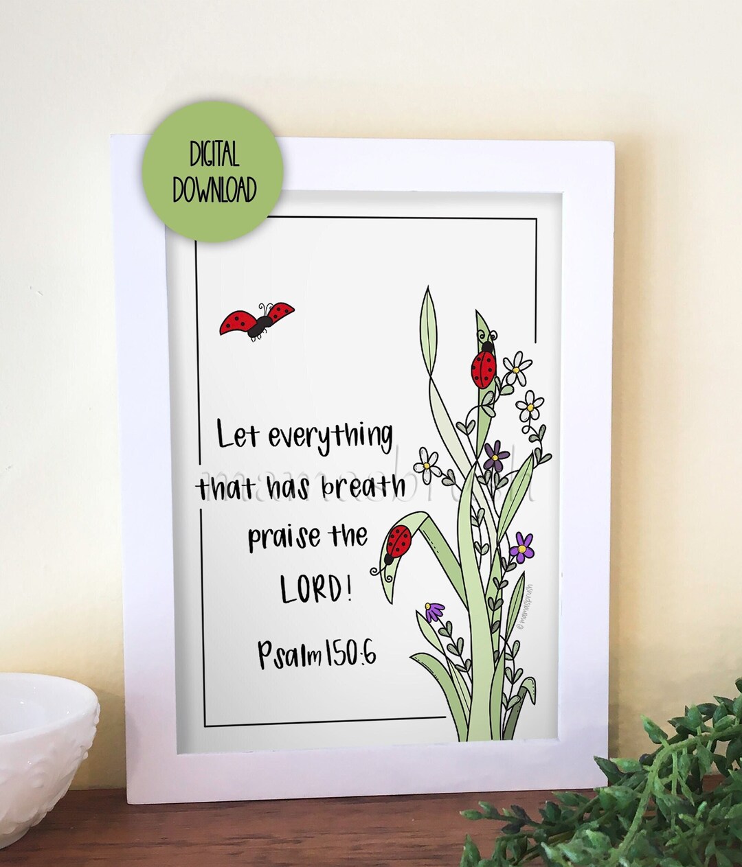 Ladybugs in the Grass Spring Summer Bible Verse Print Psalm - Etsy