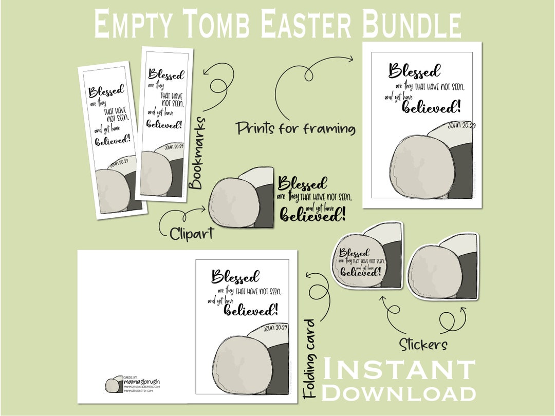 Empty Tomb Illustrated Art Print, Cards, Bookmarks, Tags, Clipart and ...