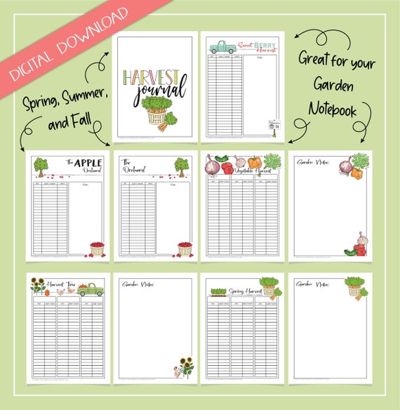 Garden Journal Garden Records Harvest Journal Harvest | Etsy