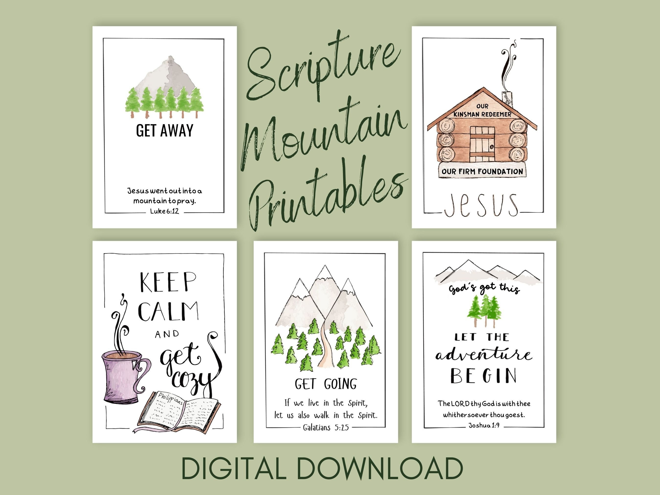 Editable Mountain Theme Christian Prints, Cabin Decor, Canva Template ...