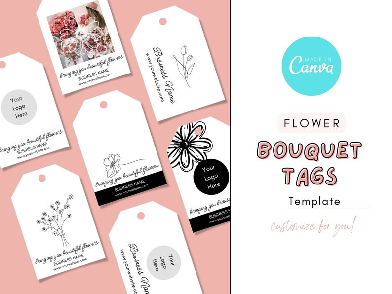 Flower Bouquet Tags Template, Flower Care Card, Flower Farmer Tags ...
