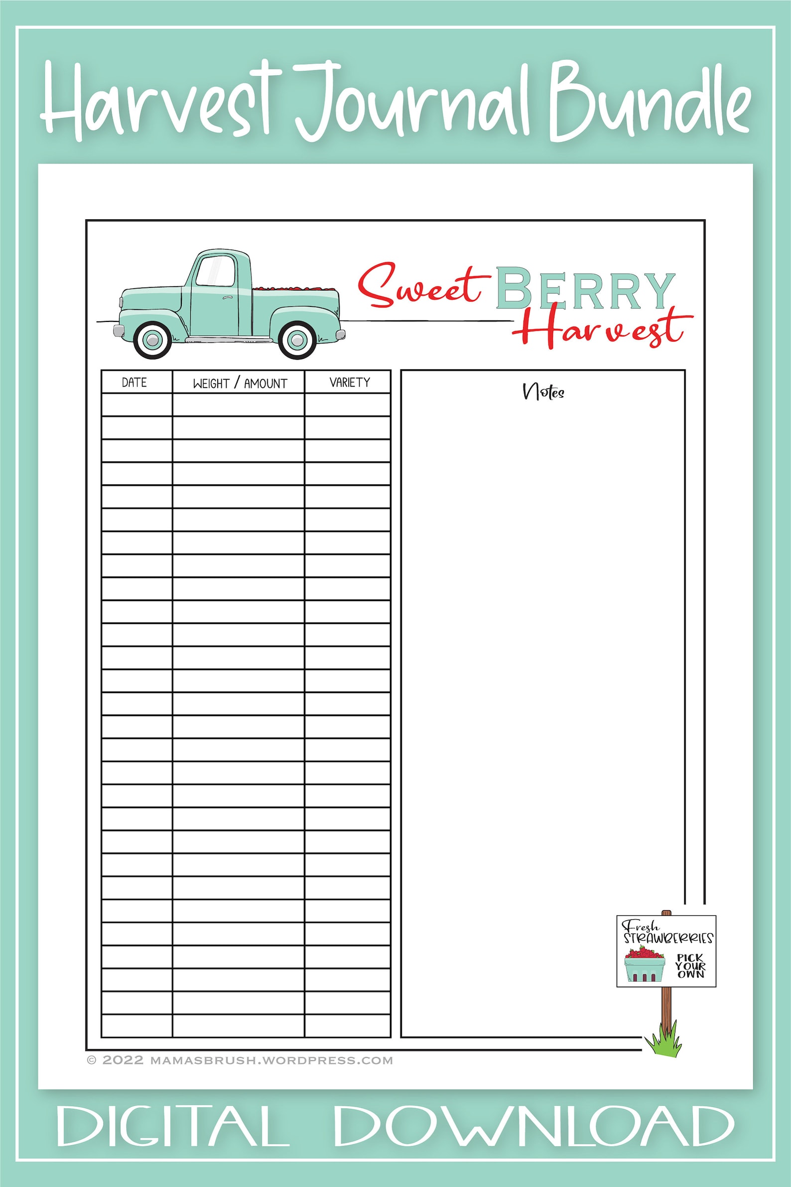 Garden Journal | Garden Records | Harvest Journal | Harvest Records ...