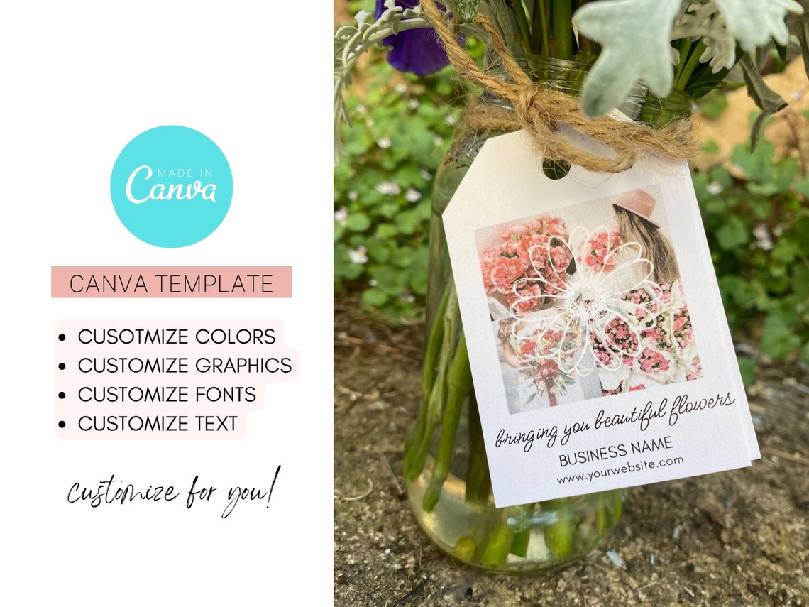 Flower Bouquet Tags Template, Flower Care Card, Flower Farmer Tags ...